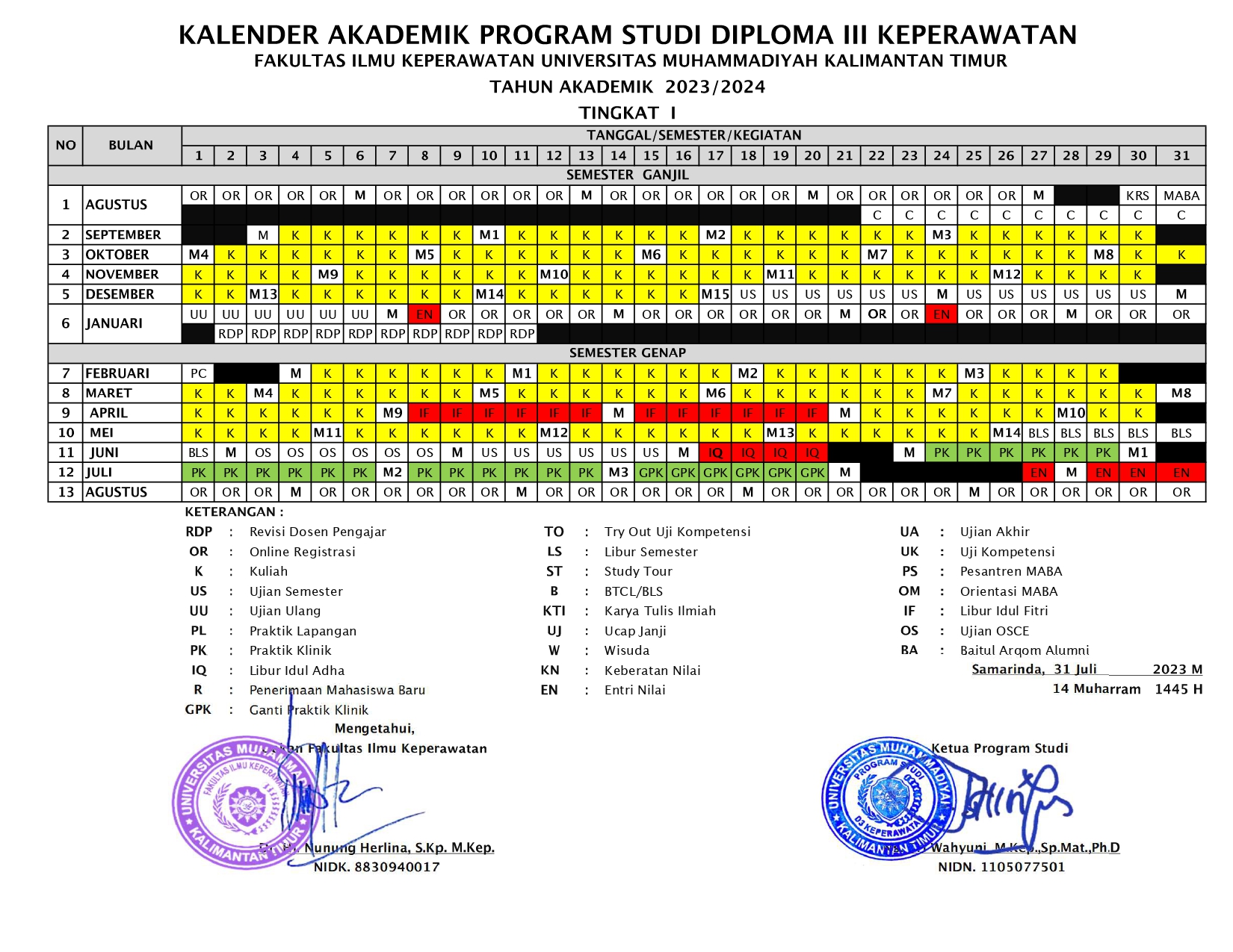 Kalender Akademik - Universitas Muhammadiyah Kalimantan Timur